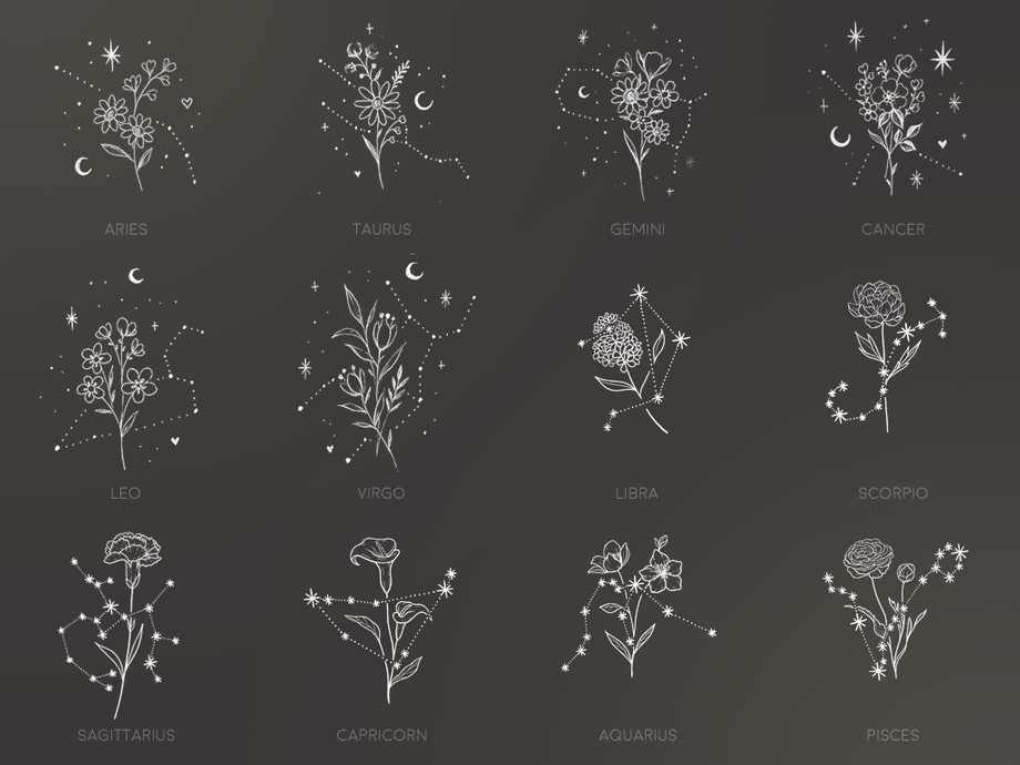 Simblr.cc - Tattoo Overlay Boxes: Tattoo - Floral Constellations